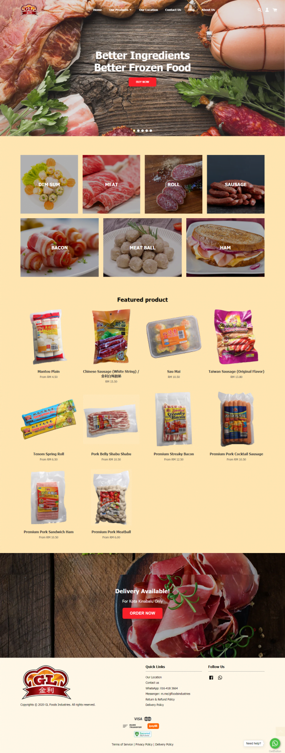 GL Foods Industries | Food Manufacturer | Sabah Web Design